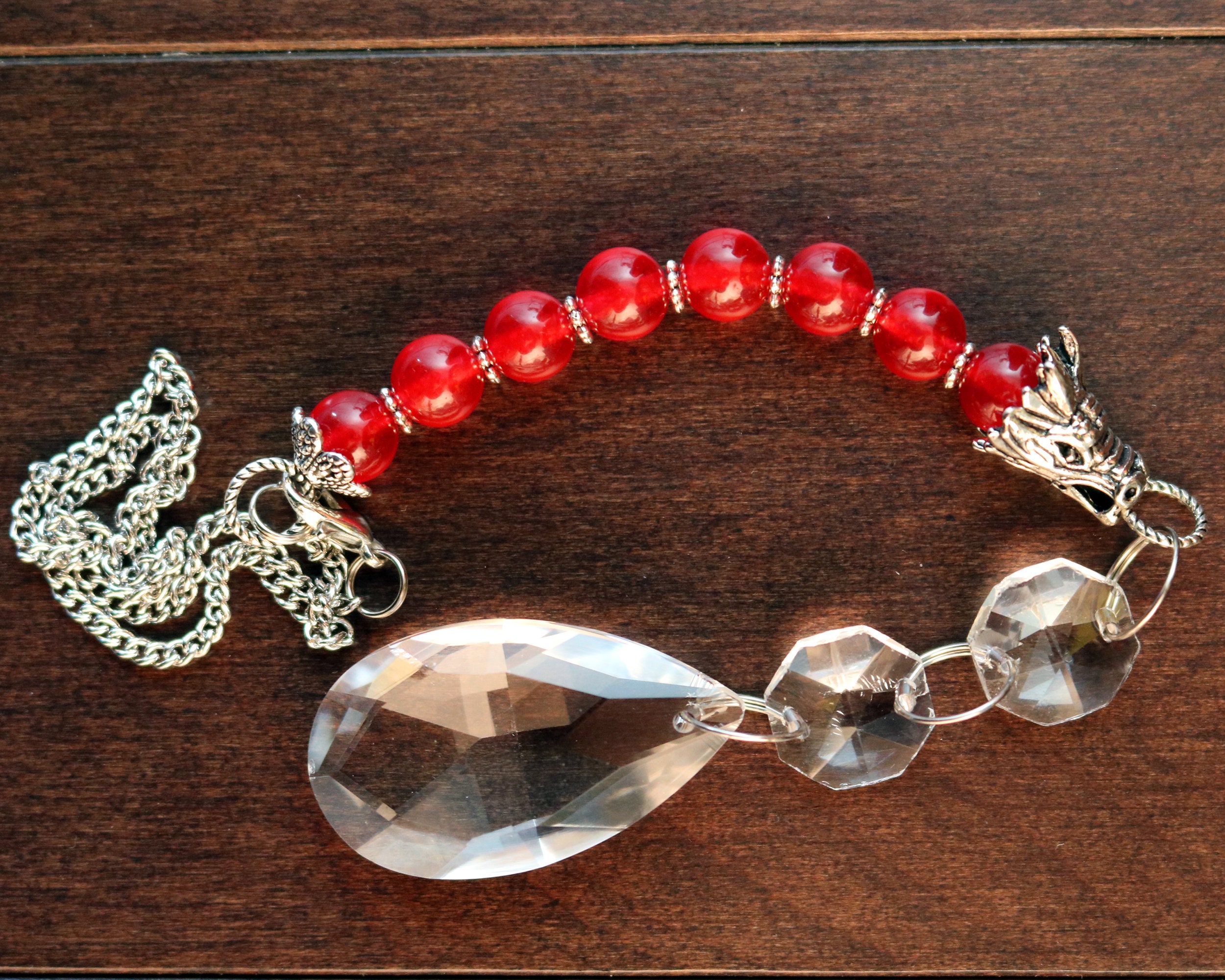 Red Jade Dragon and Crystal Fire Car or Home Hanging Charm | Etsy Canada