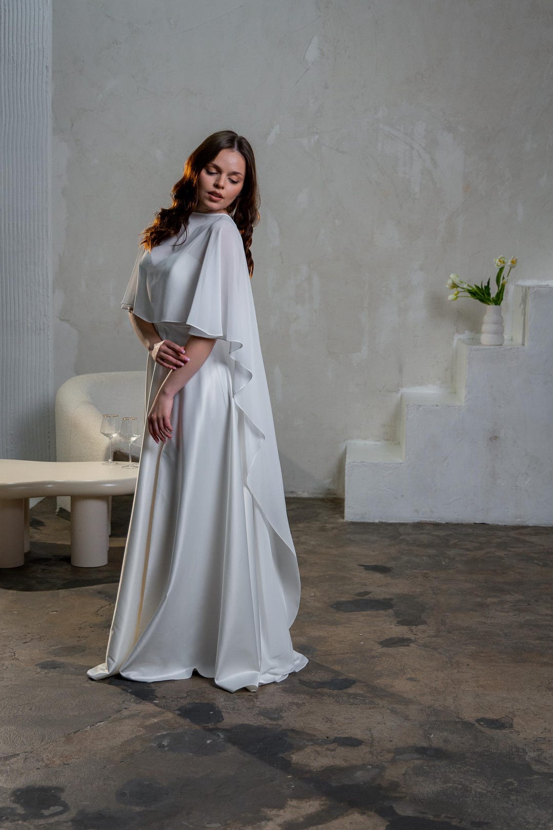 Bridal Shoulder Cover up Chiffon Bolero Wedding Sheer Cape - Etsy