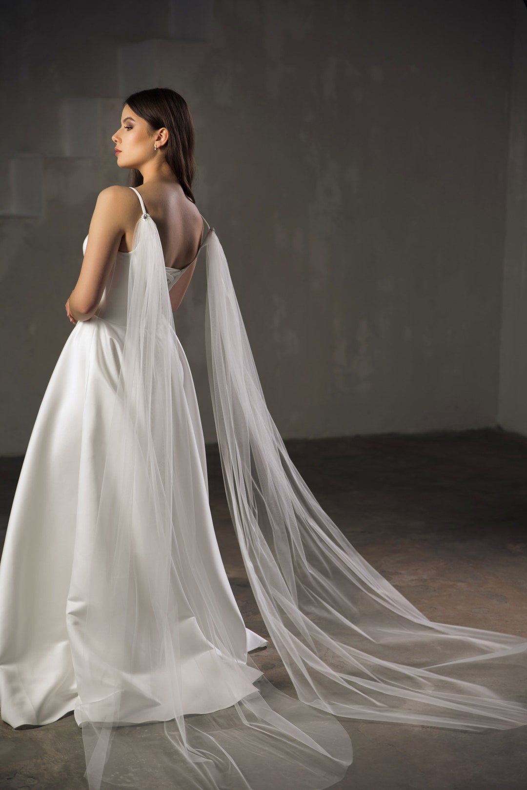 Cape Shoulder Bridal Detachable Tulle Wedding Shoulder Veil Long ...