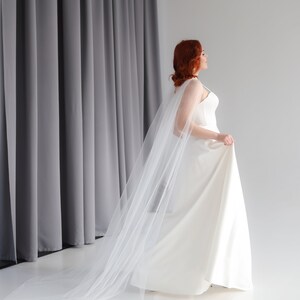 Bridal Cape Veil Pearl and Glitter Light Ivory Tulle Capelet Long ...