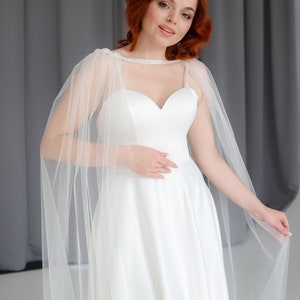 Bridal Cape for Strapless Dress Shoulder Cape Long Wedding Pearl ...