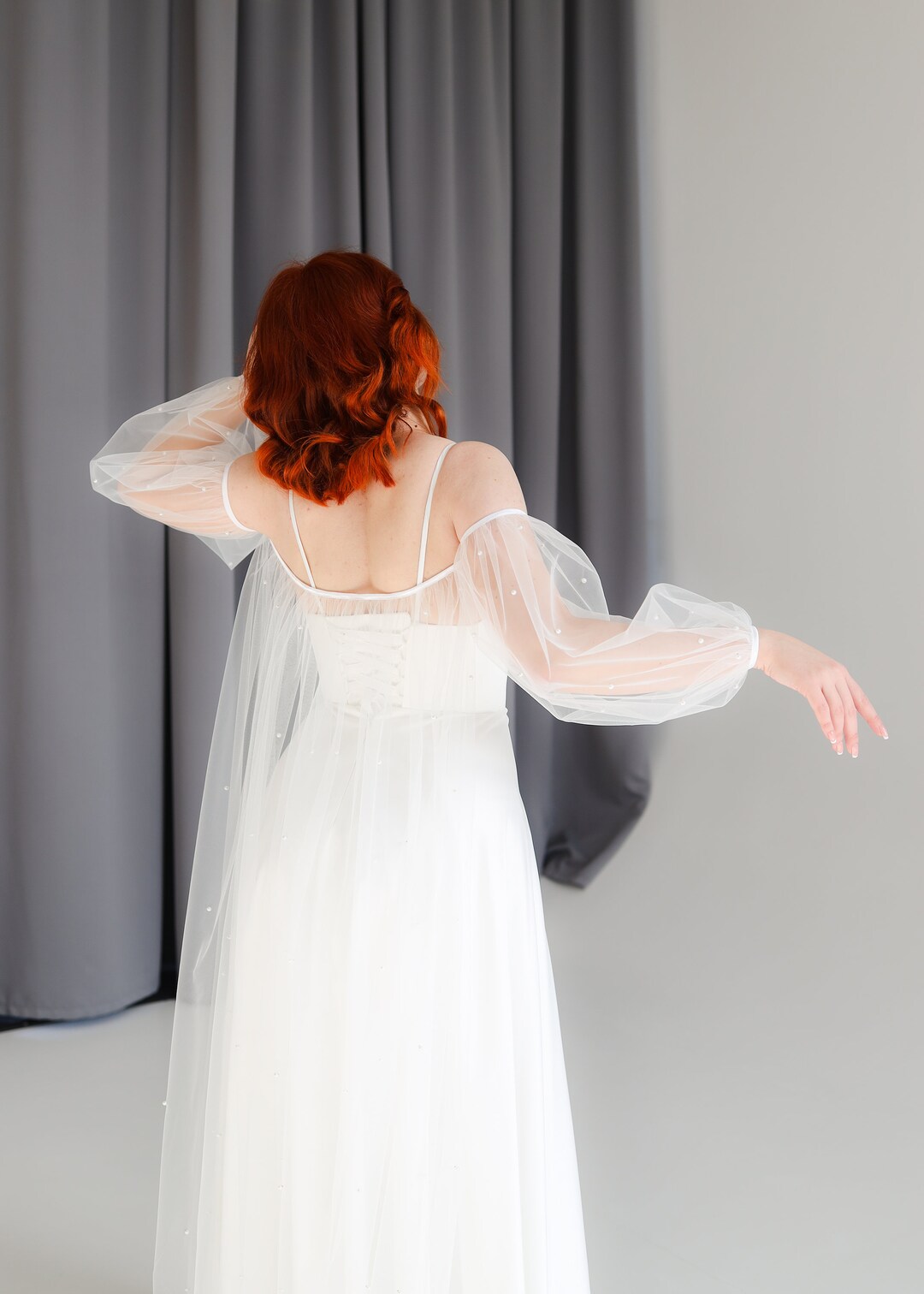 Bridal Cape Veil With Sleeves Pleated Long Cape Veil for Wedding - Etsy