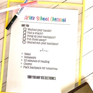 Printable After School Checklist After School Rules After | Etsy