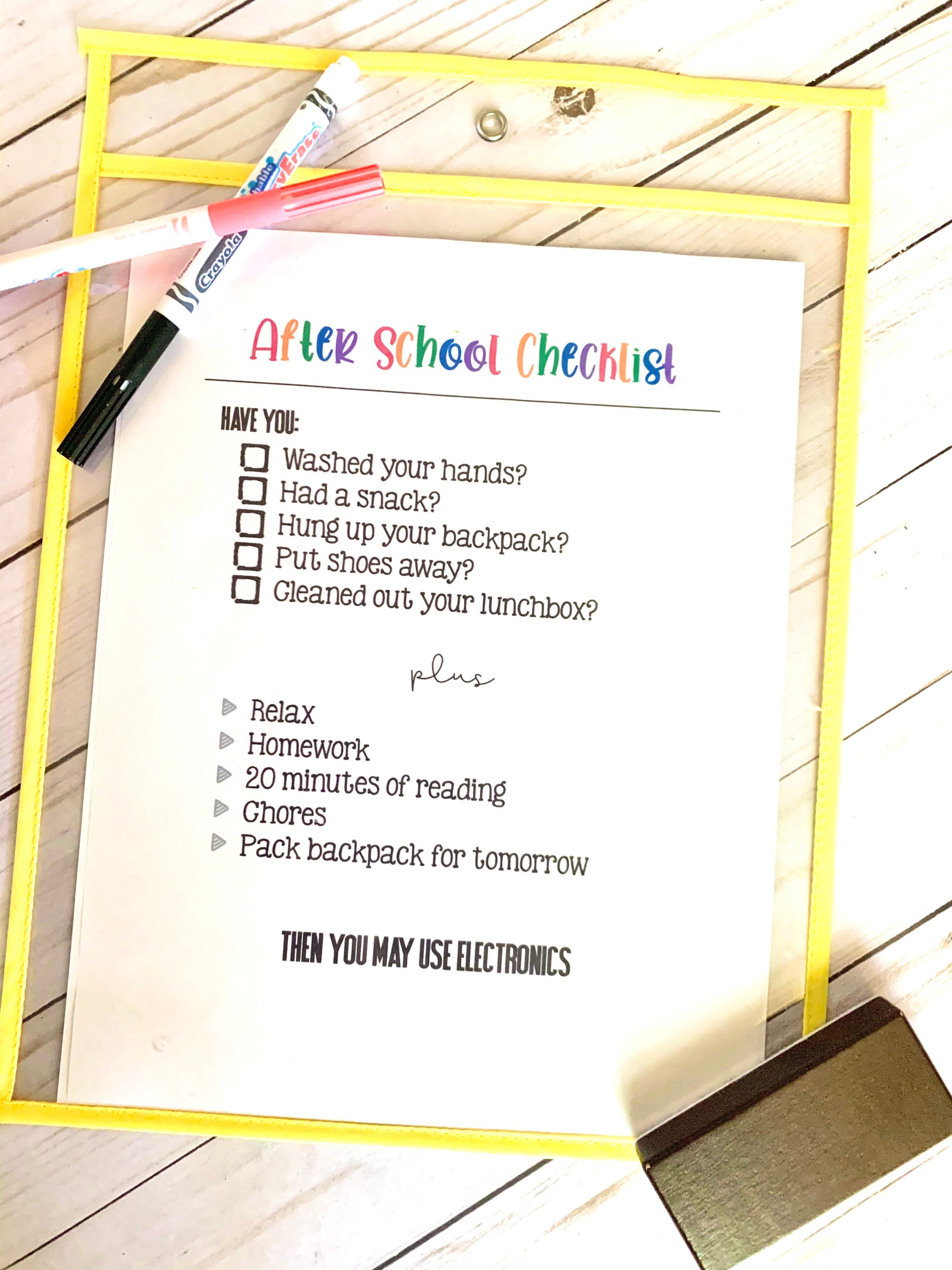 Printable After School Checklist After School Rules After | Etsy