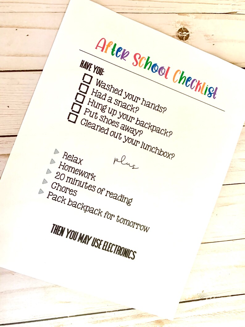 Printable After School Checklist After School Rules After | Etsy