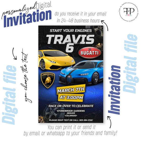 Lamborghini Birthday Invitation - Etsy