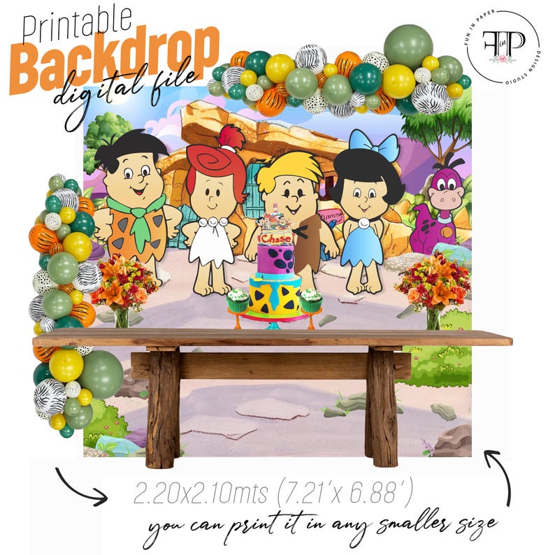 Flintstones Backdrop Printable - Instant Download. Digital File for ...