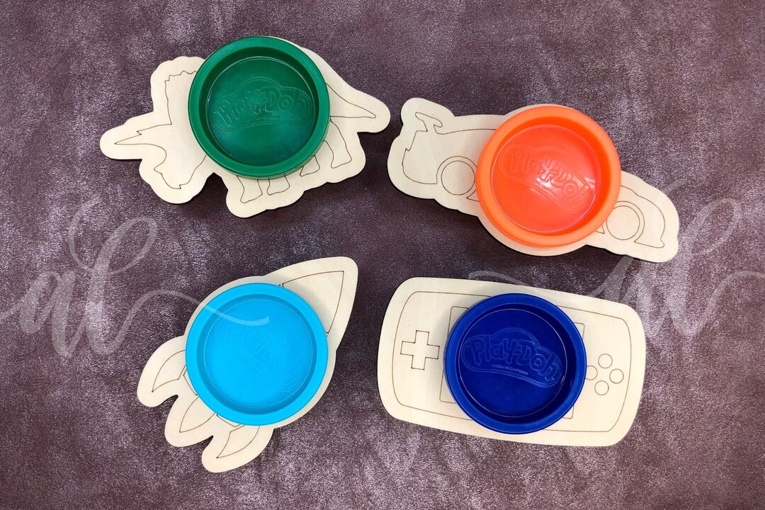 SCORED 4 Boy Shapes Kid's Bundle Play Doh Holders, 1oz Doh Holders ...