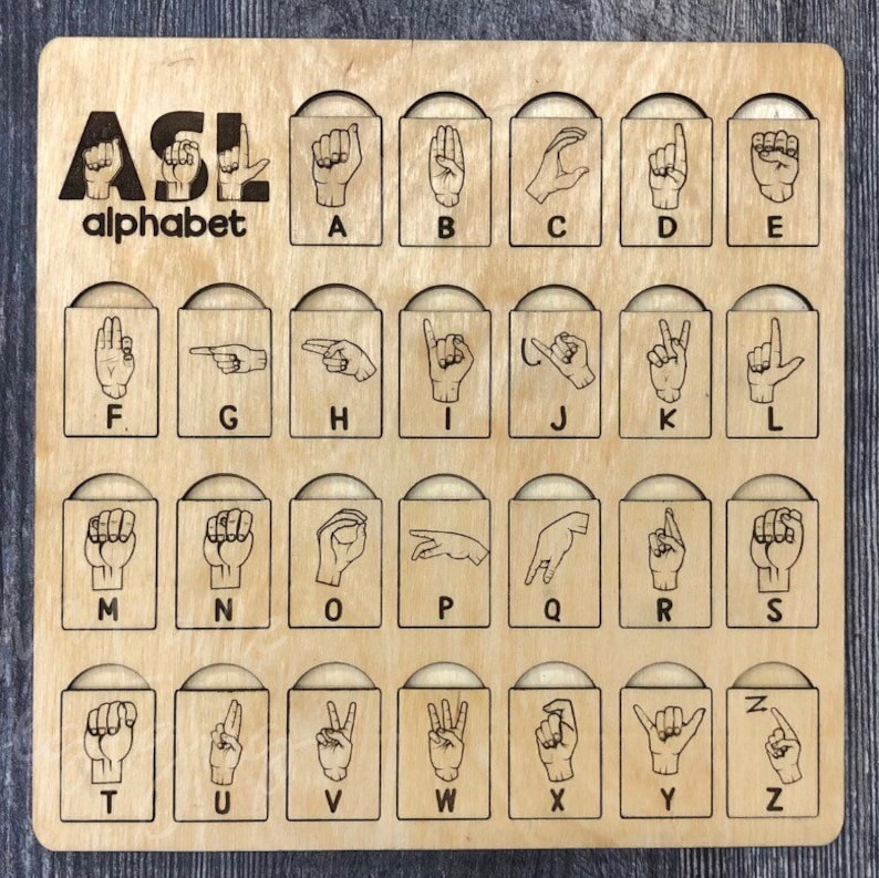 ASL Puzzle SVG Cut File. Laser Cut File. Glowforge File. American Sign ...