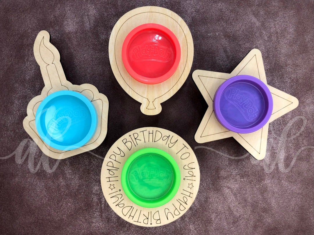 SCORED 4 Birthday Shapes Bundle Play Doh Holders, 1oz Doh Holders ...