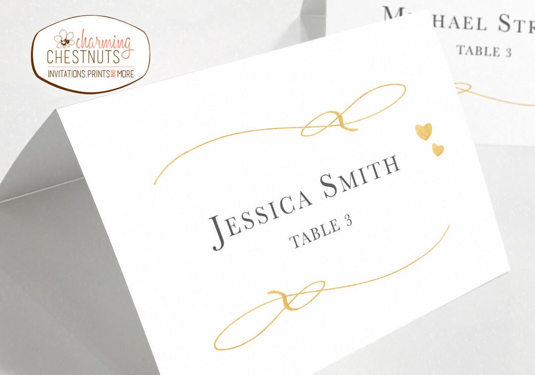 GOLD Wedding Place Cards, Simple Placecards , Printable Wedding Place ...