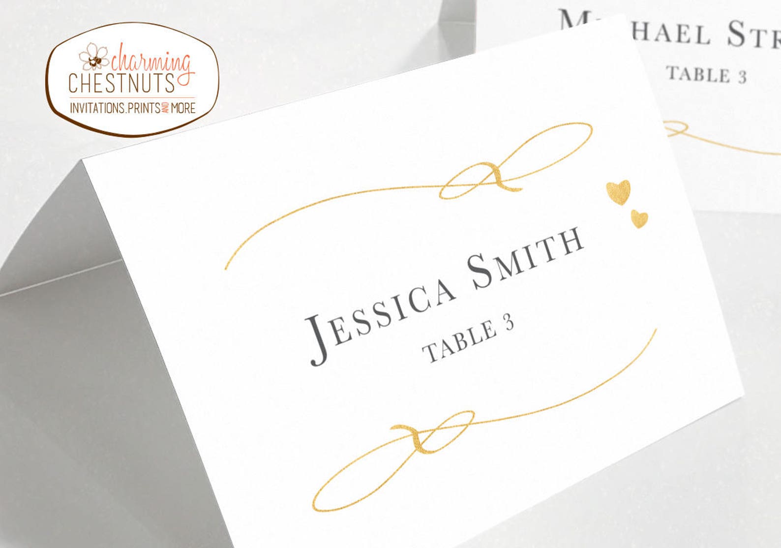 GOLD Wedding Place Cards Simple Placecards Printable - Etsy