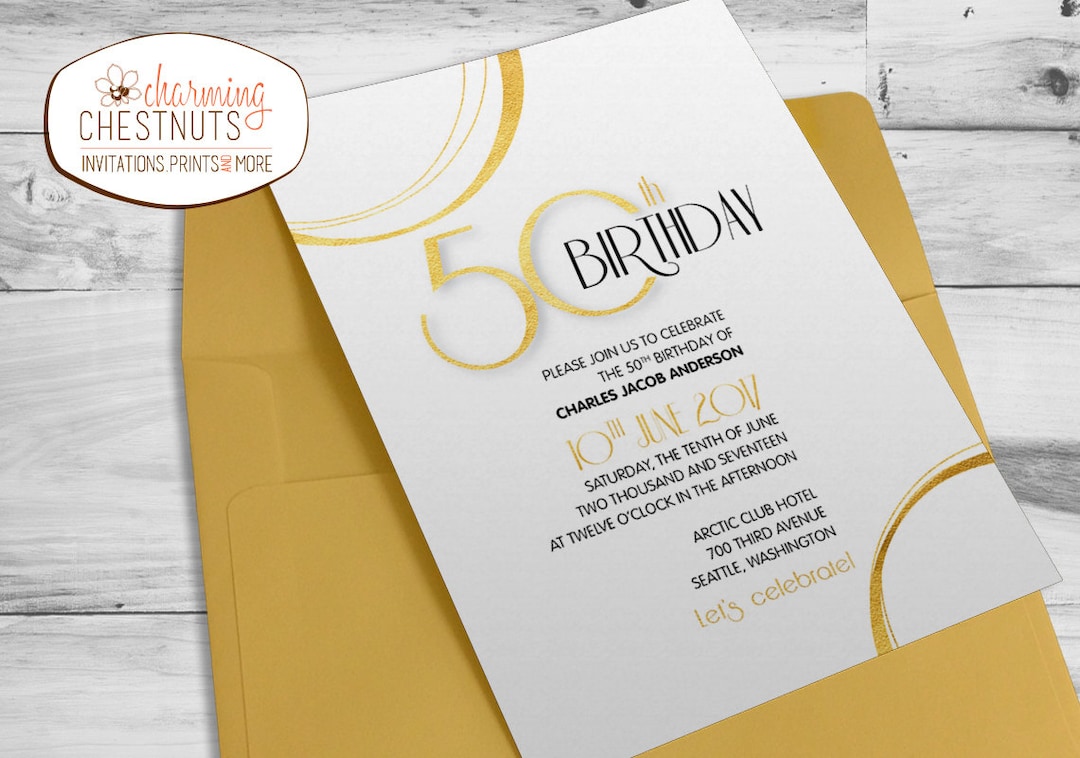 GOLDEN Birthday Invitation Gold Circles Birthday Printable - Etsy