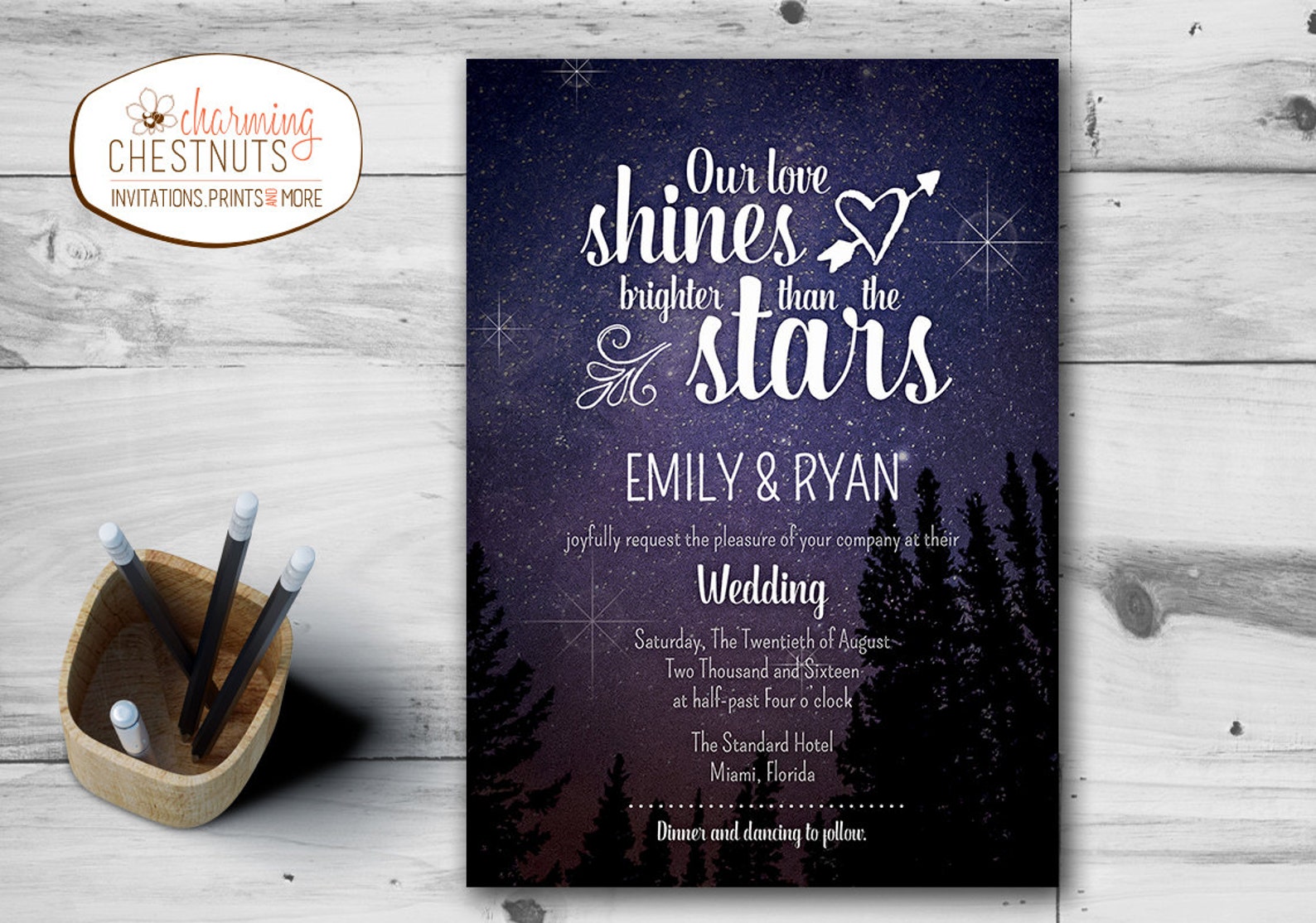 Starry Night Wedding Invitation Set Printable Wedding - Etsy