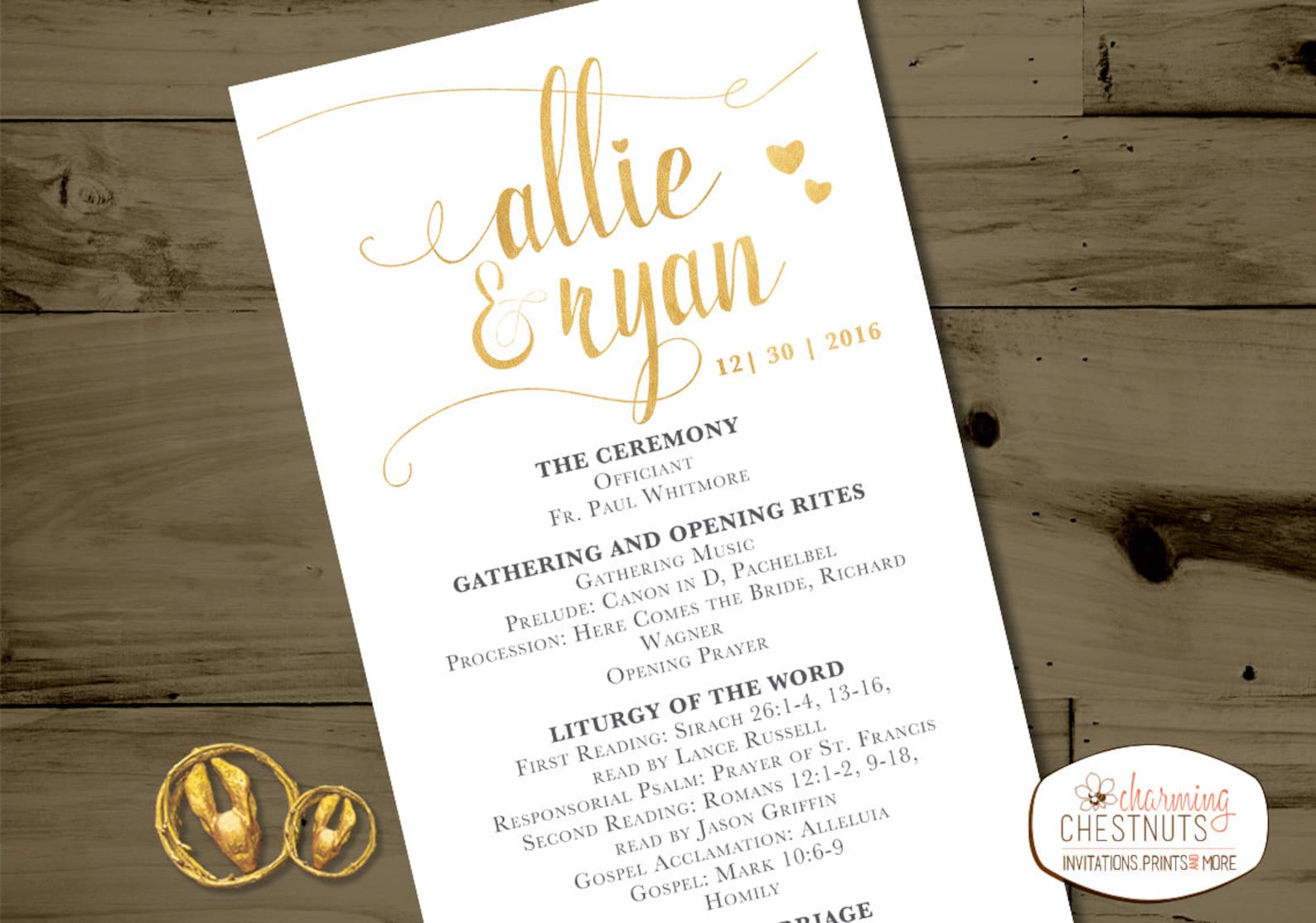 Gold Wedding Program: Elegant Printable (PDF) - Etsy
