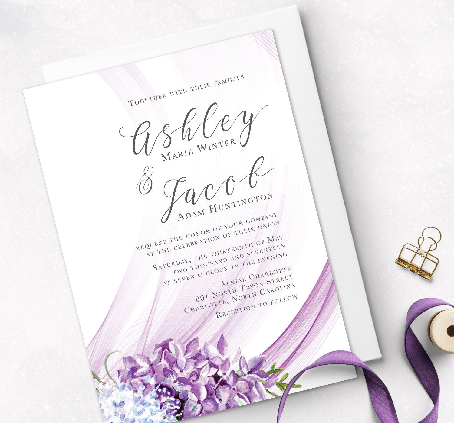 Lilac Wedding Invitation Set Purple Wedding Floral - Etsy