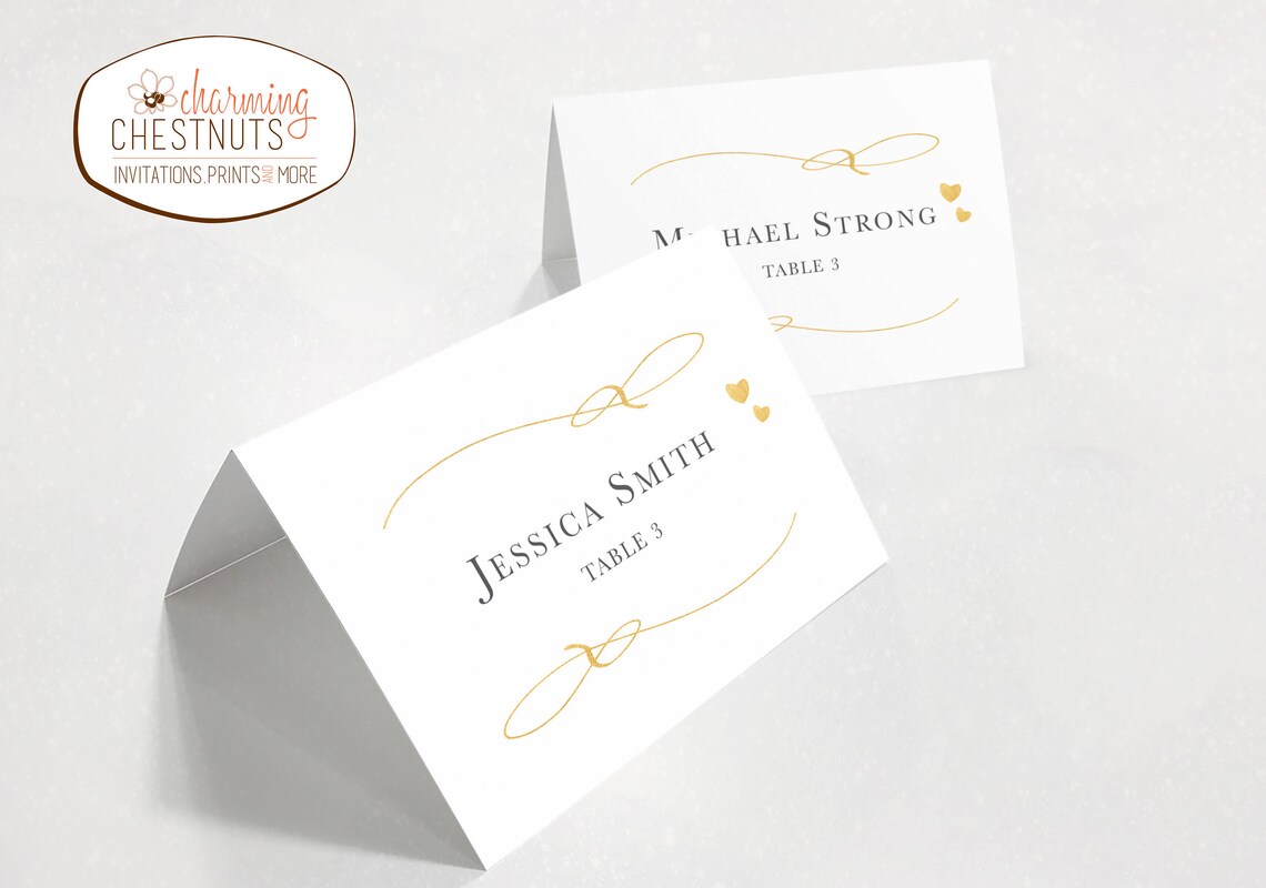 GOLD Wedding Place Cards Simple Placecards Printable - Etsy