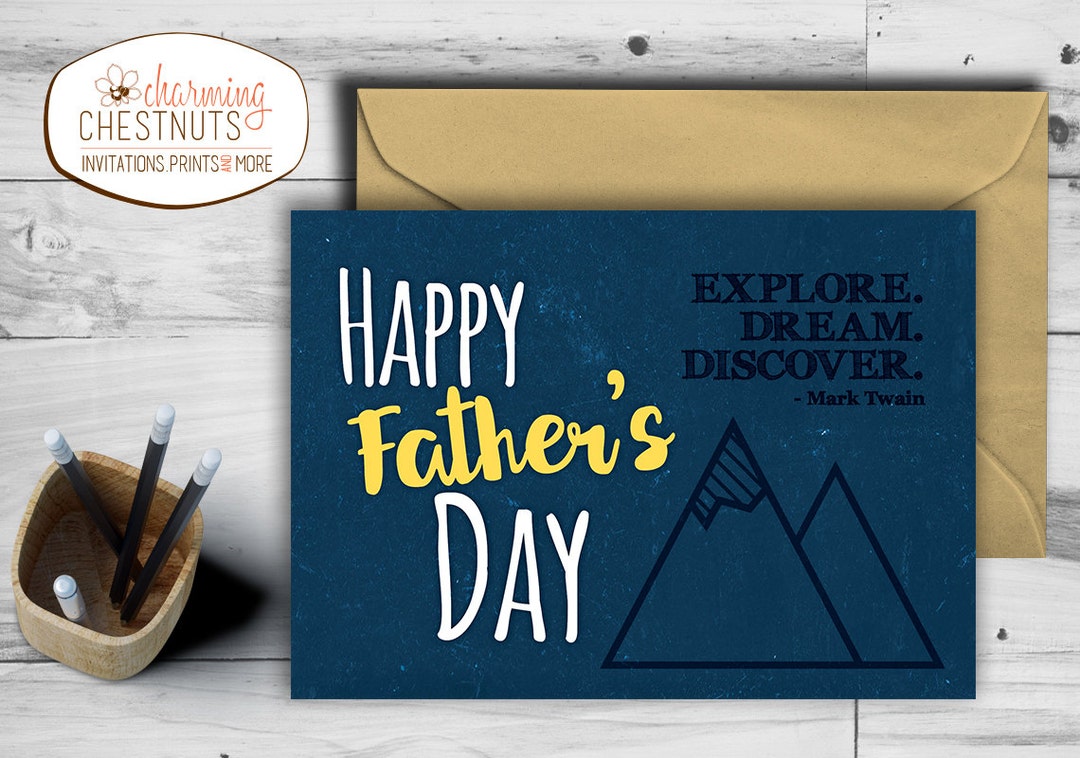 Printable Father's Day Card - Explore Dream Discover, Instant Download ...