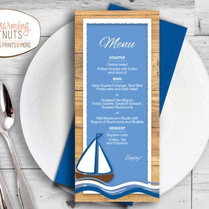 NAUTICAL MENU CARD printable menu Table decor nautical | Etsy