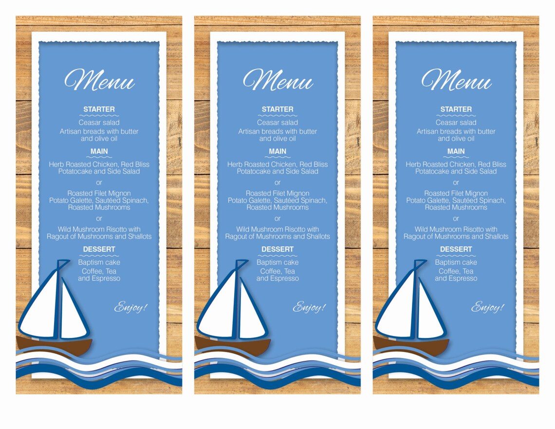 Nautical Boat Menu Card: Printable Table Decor (digital File) - Etsy