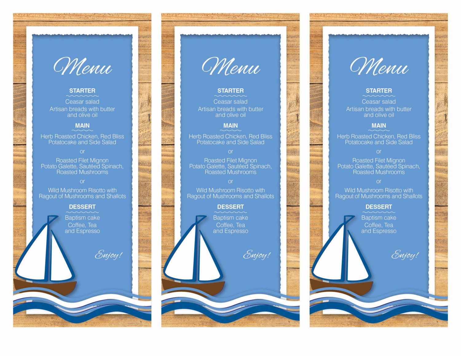 NAUTICAL MENU CARD Printable Menu Table Decor Nautical - Etsy