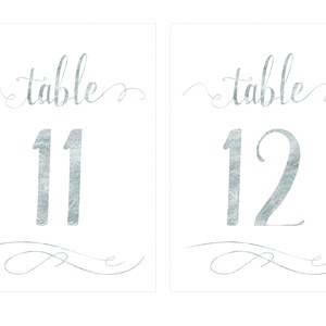 Silver Table Numbers, Wedding Table Number, Silver Wedding, 25th ...