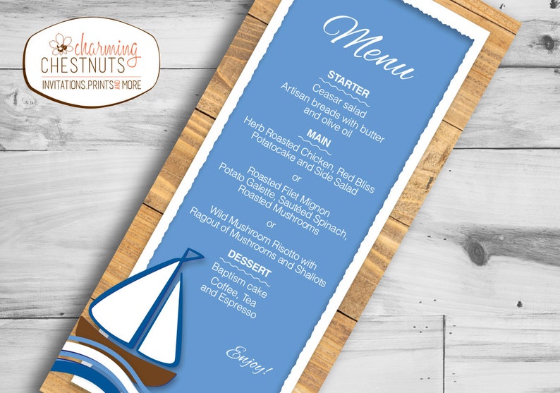 NAUTICAL MENU CARD printable menu Table decor nautical | Etsy