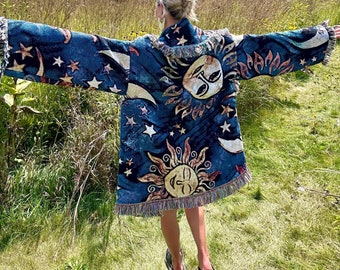 Celestial Dancer Cropped Art Blanket Cardigan - Etsy