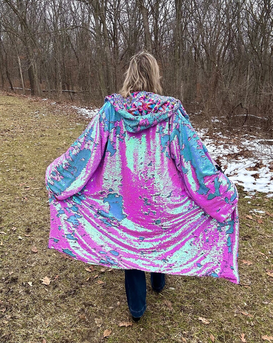 Robe Rave à sequins rabattables Boo Je t'aime jusqu'à la fin des temps ...