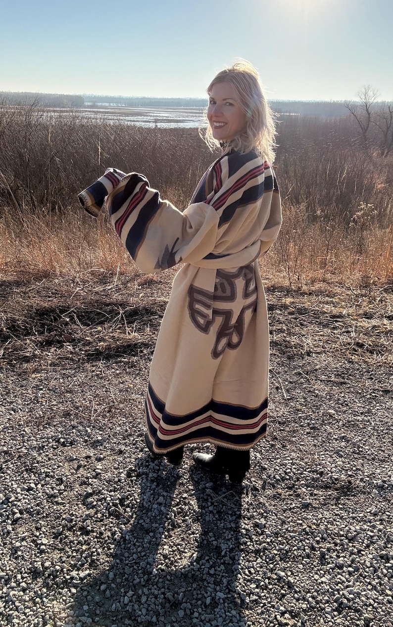 Reserved for Samuel- Earthy Thunderbird Wool Blend Handmade Blanket ...