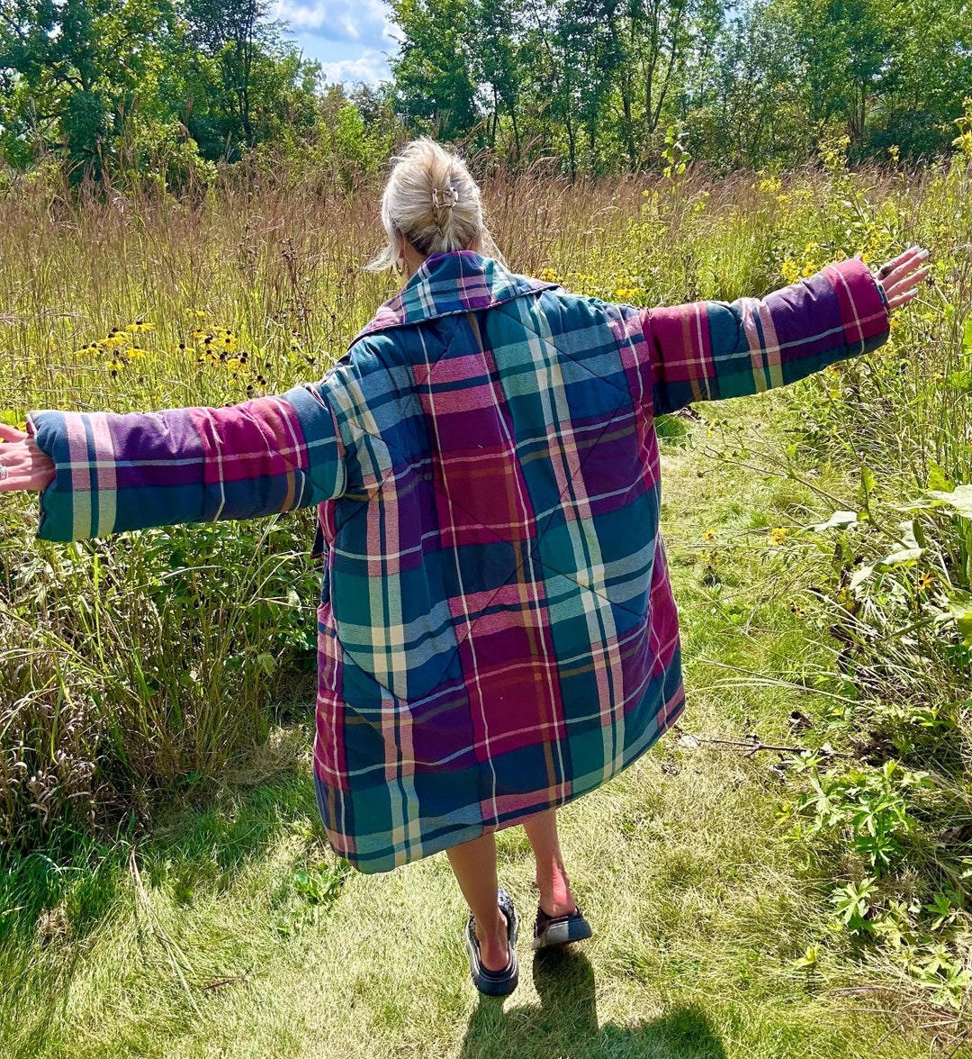 90s Cuddles Nostalgic Plaid Comforter Jacket - Etsy