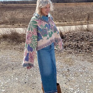 Tropical Pastels Oversized Cropped Blanket Sweater - Etsy