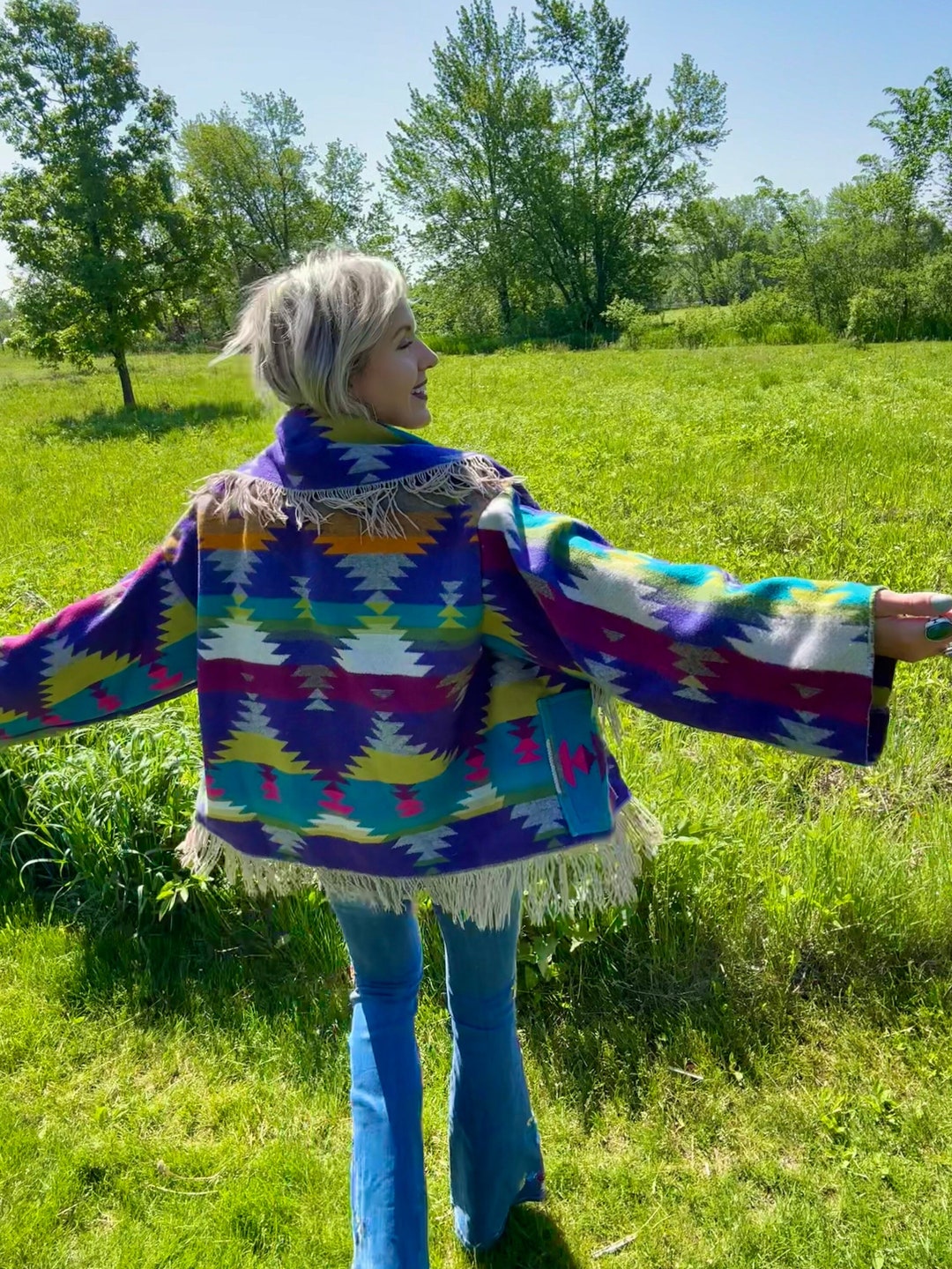 Indigo Desert Wool Blanket Sweater - Etsy