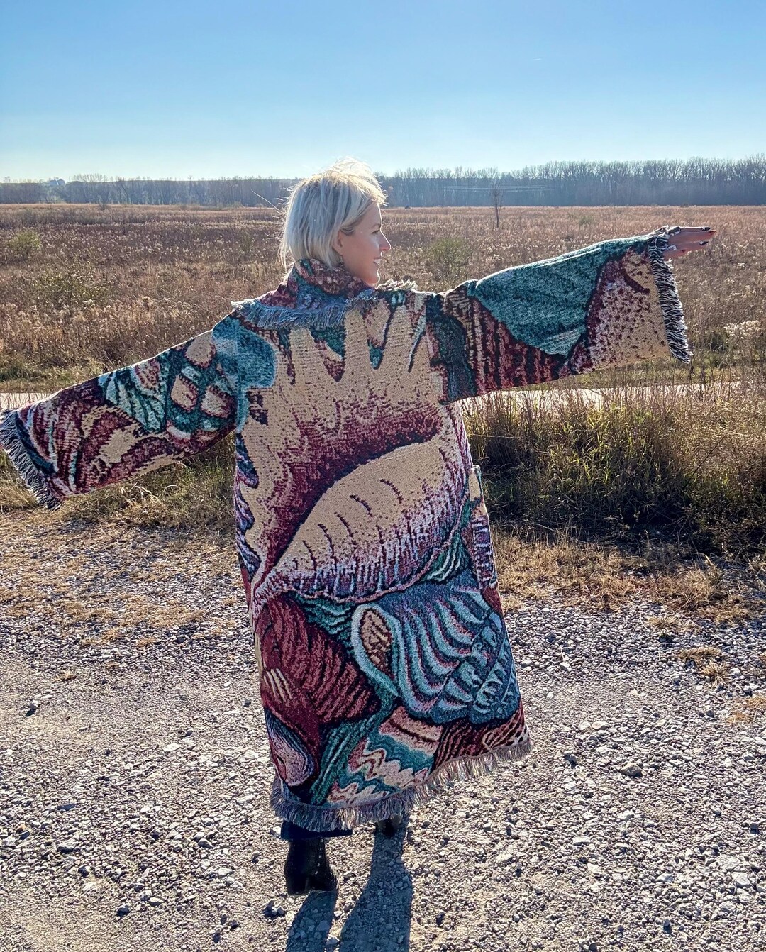 Boho Beach Beauty Seashell Blanket Coat - Etsy