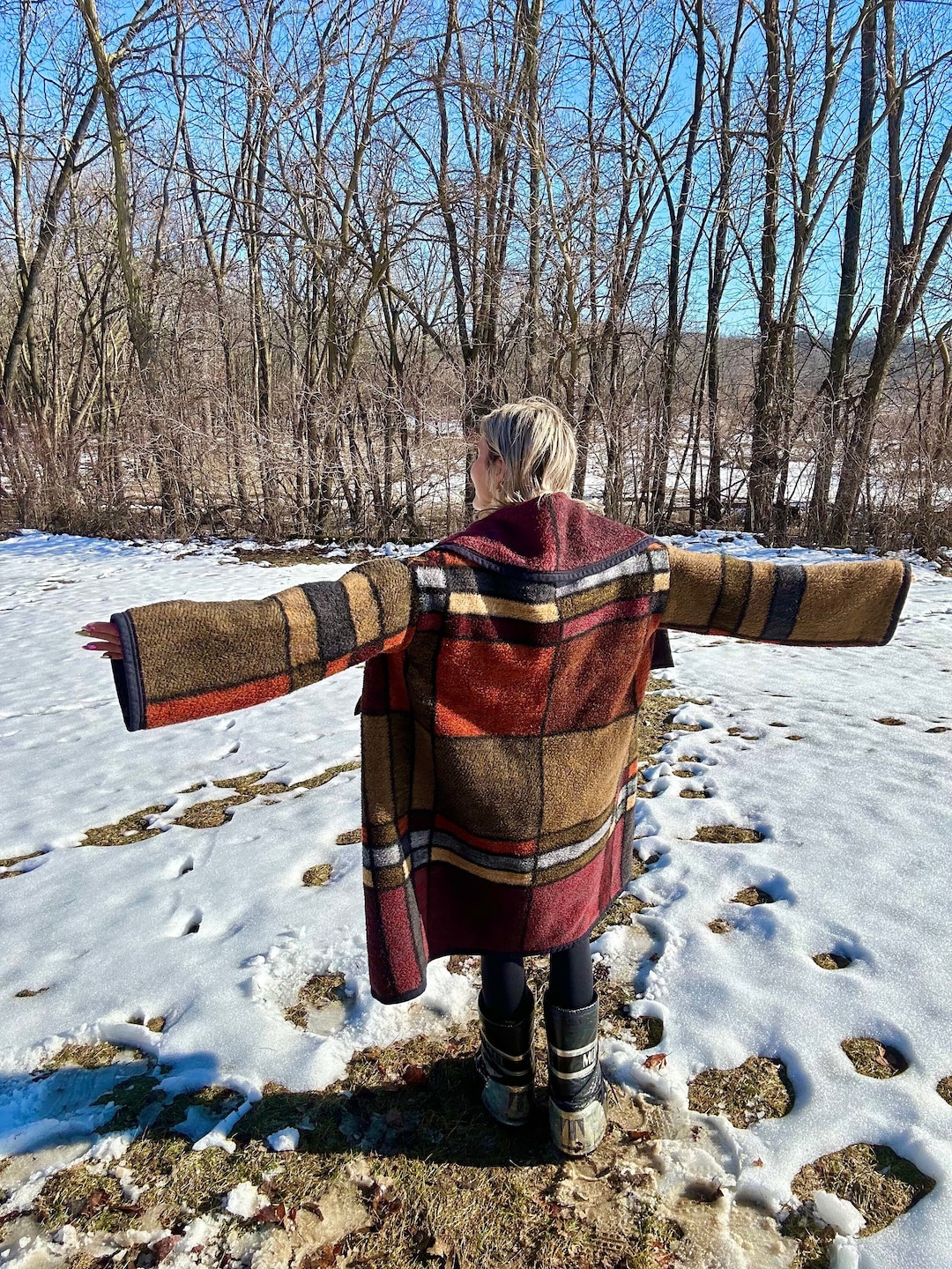 Earth Tones Stained Glass Fleece Blanket Coat - Etsy