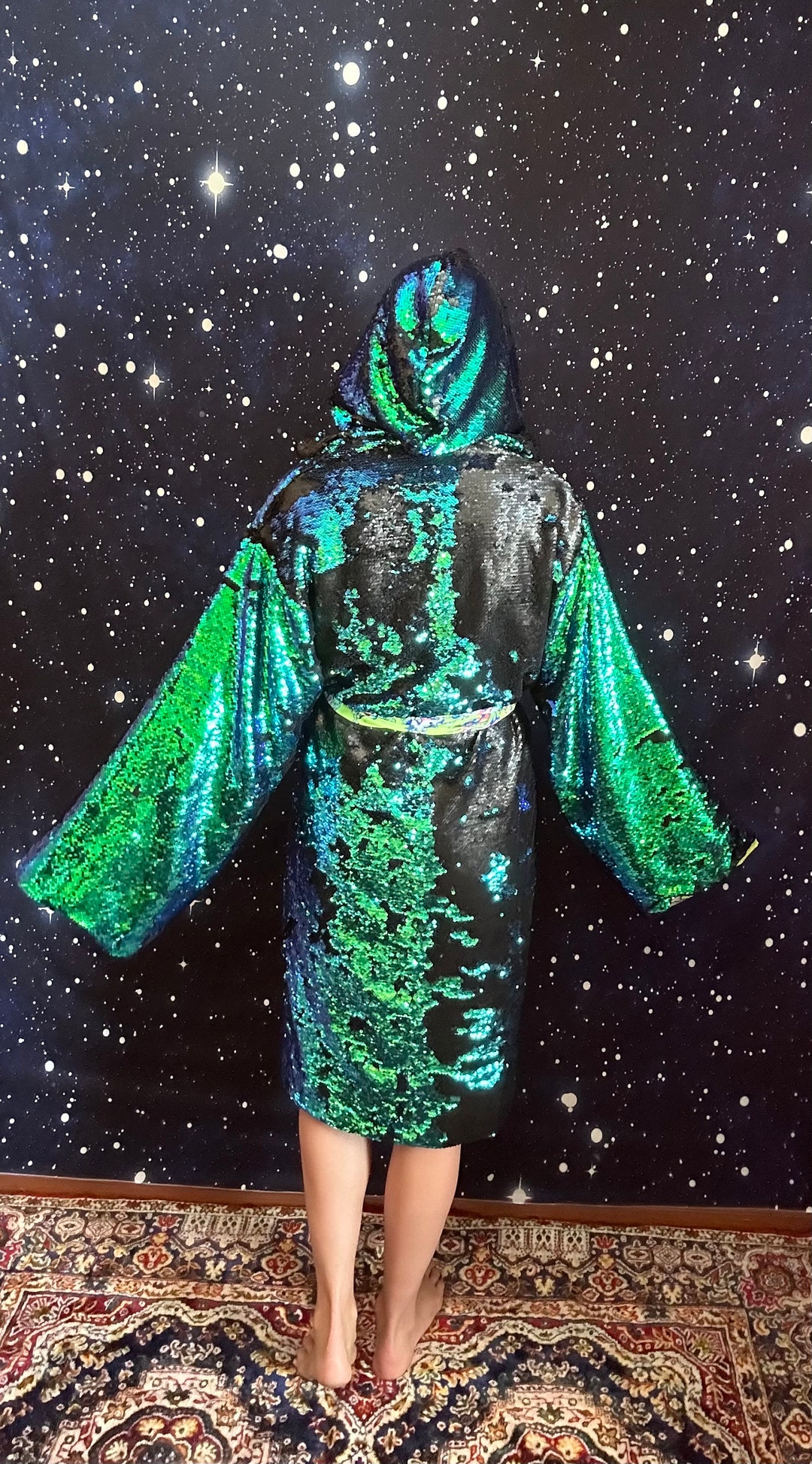 Neon Bubbles Mermaid Sequins Robe - Etsy