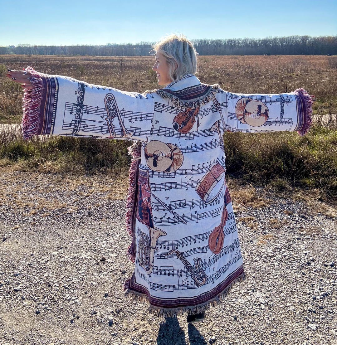 Symphony of Love Musical Instruments Music Notes Long Blanket Coat - Etsy