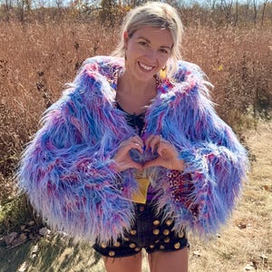 Cotton Candy Snow Bunny Cropped Faux Fur Jacket - Etsy