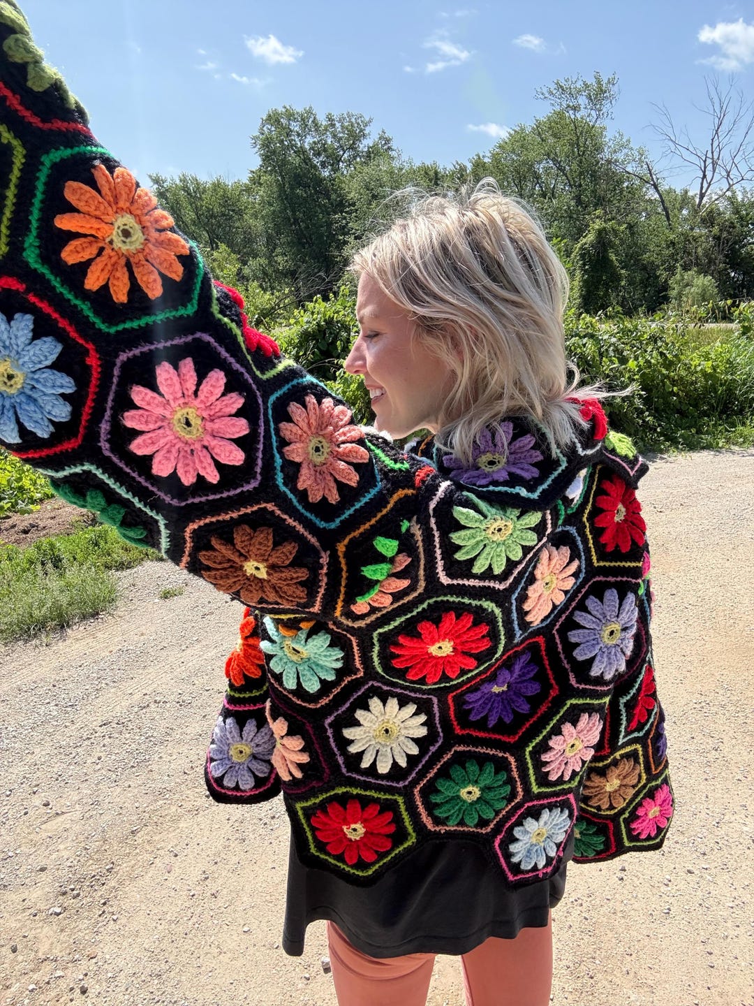 Flower Power Retro Cropped Crochet Sweater - Etsy