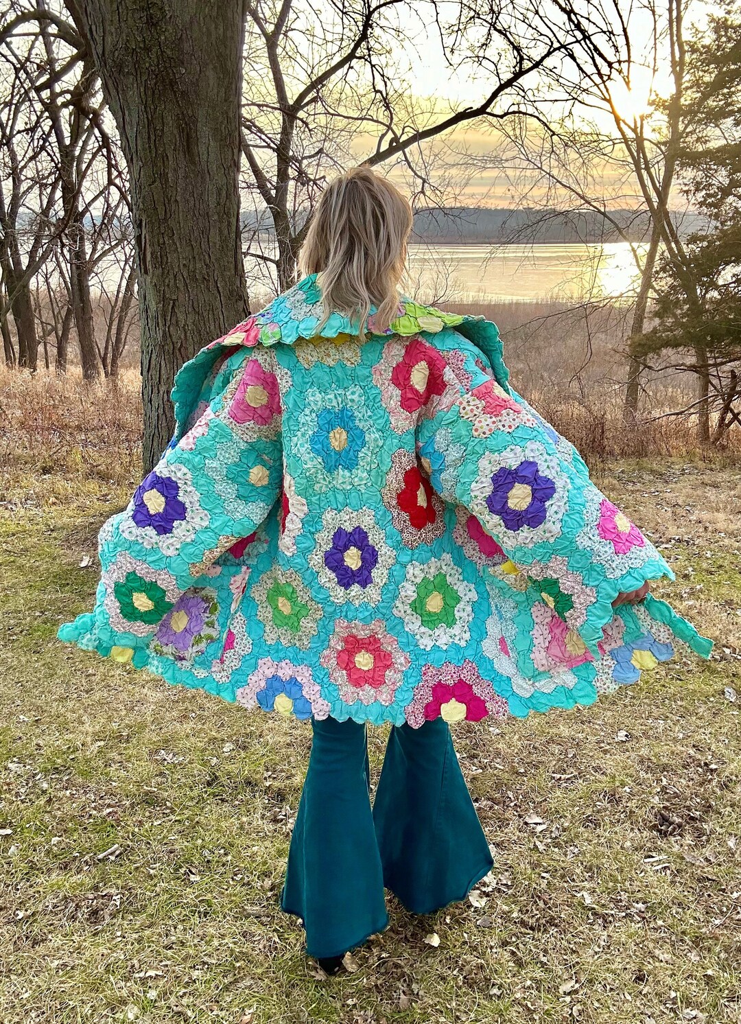Tiffany Box Blue Grandmothers Garden Popcorn Quilt Coat - Etsy