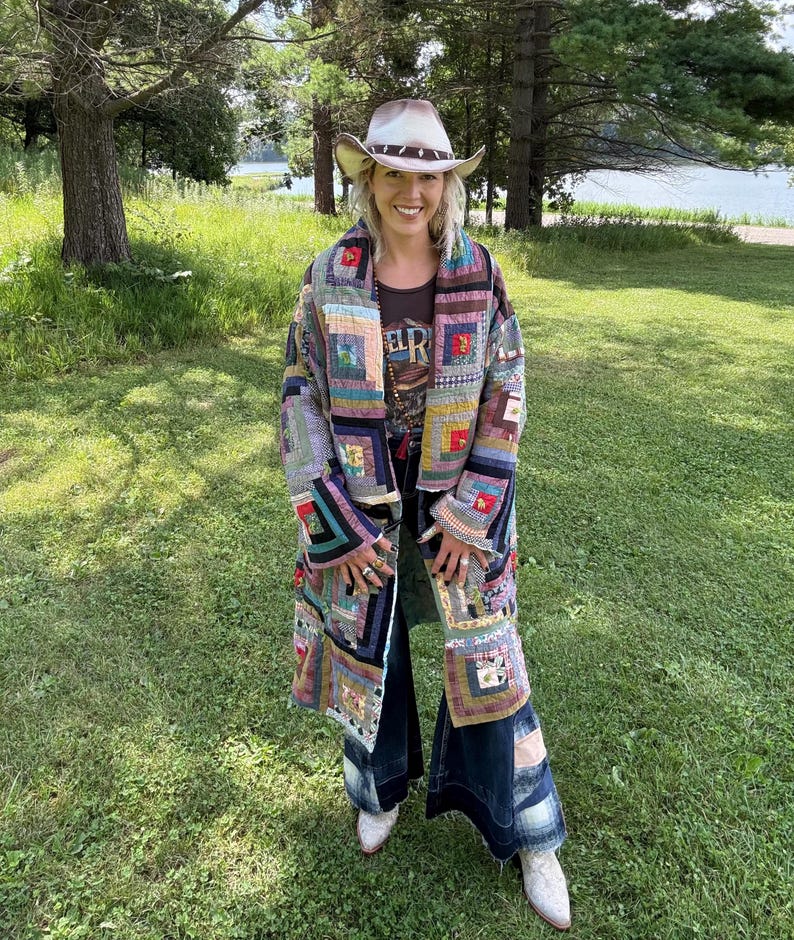 Antique Log Cabin Quilt Coat: Jewel Tone Statement Jacket - Etsy