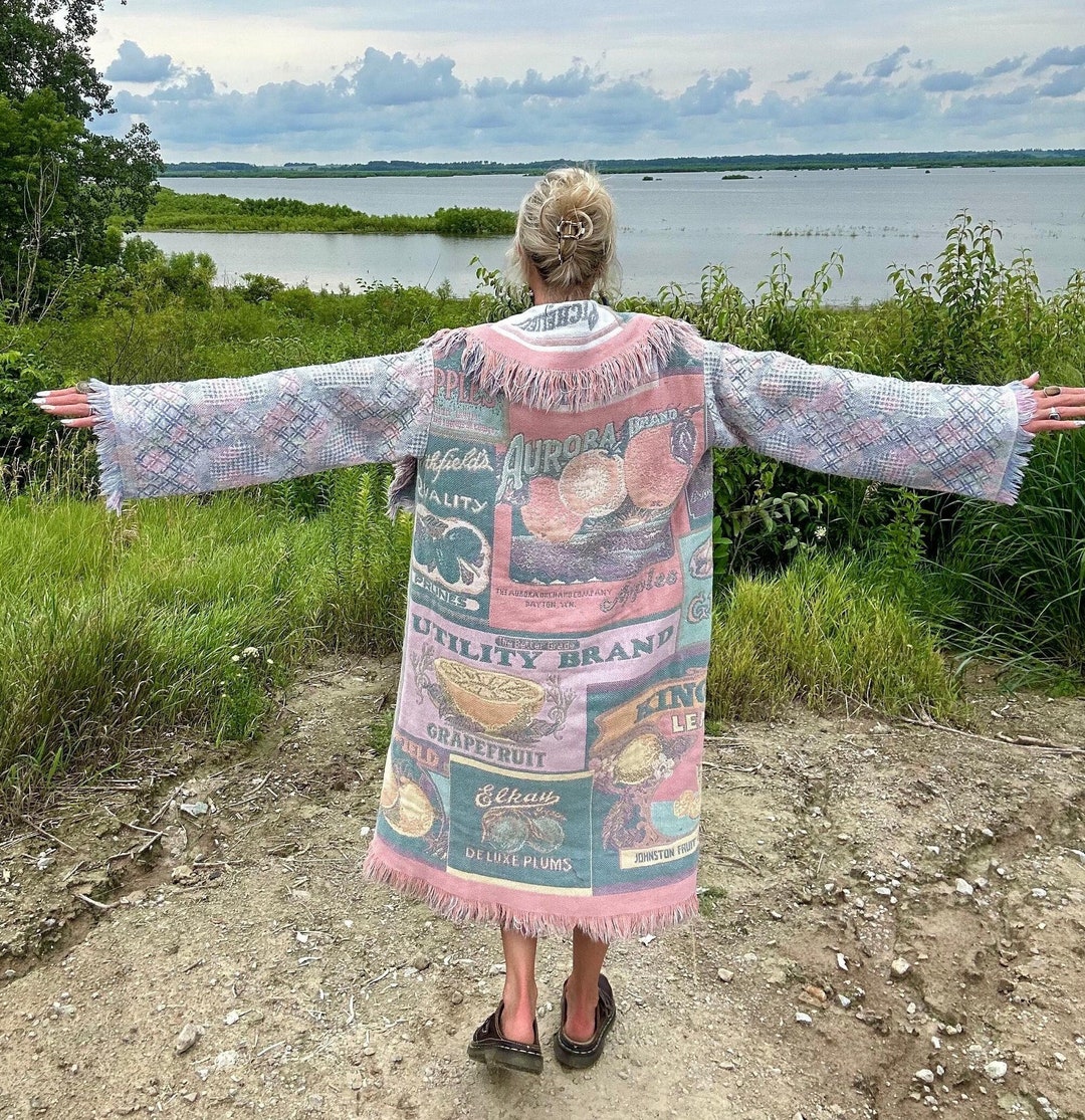 Cottage Core Cutie Pastel Vintage Labels Blanket Cardigan - Etsy