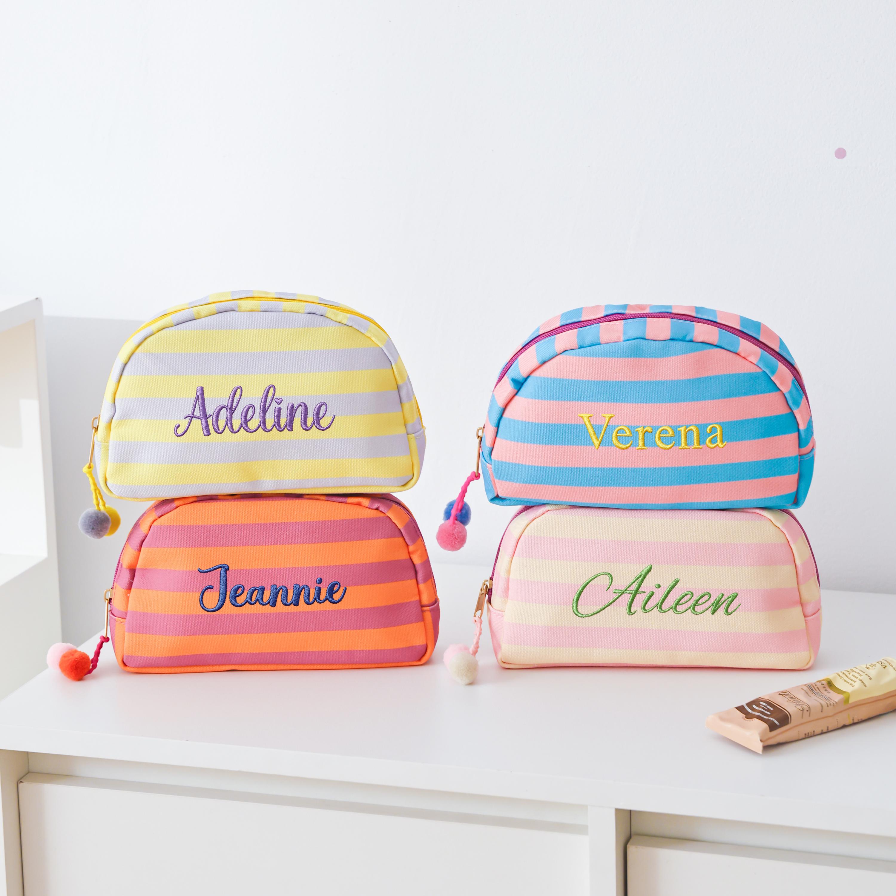 Personalized Embroidered Name Pouch for Flower Girl/ Custom Striped ...