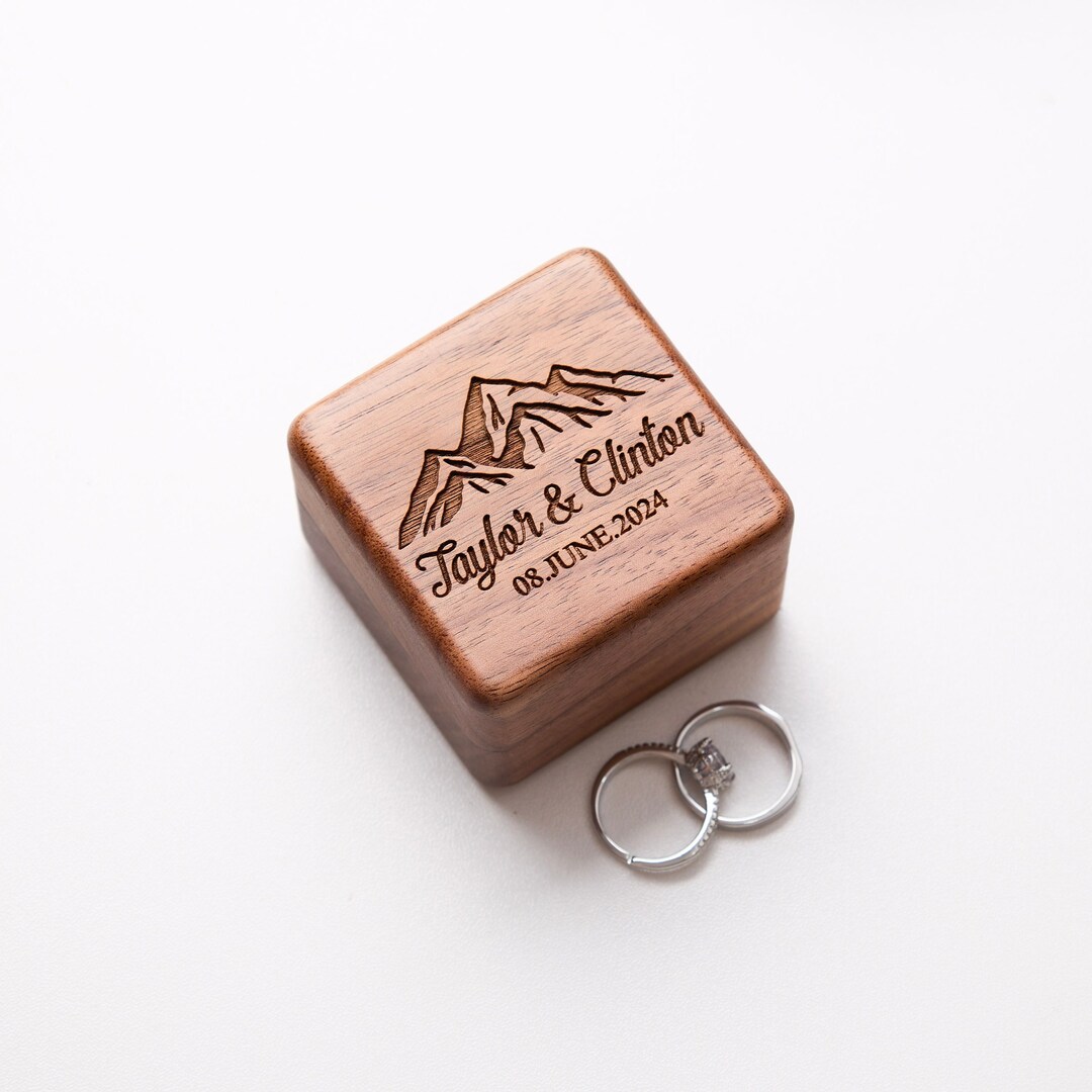 Personalized Wedding Ring Box Custom Wood Ring Box Engagement Ring Box ...