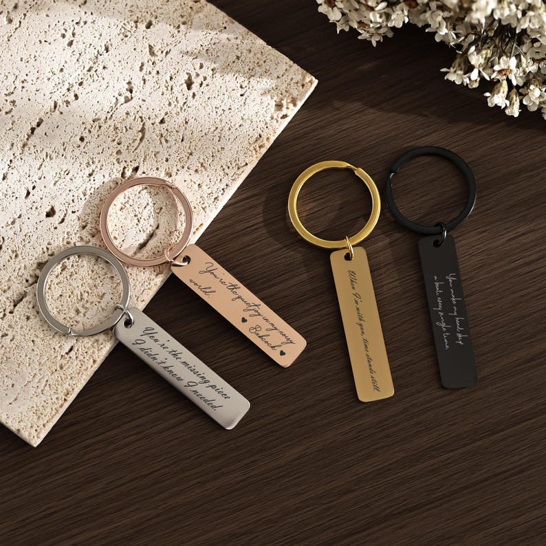 Personalized Engraved Stainless Steel Keychain Personalized Rectangle