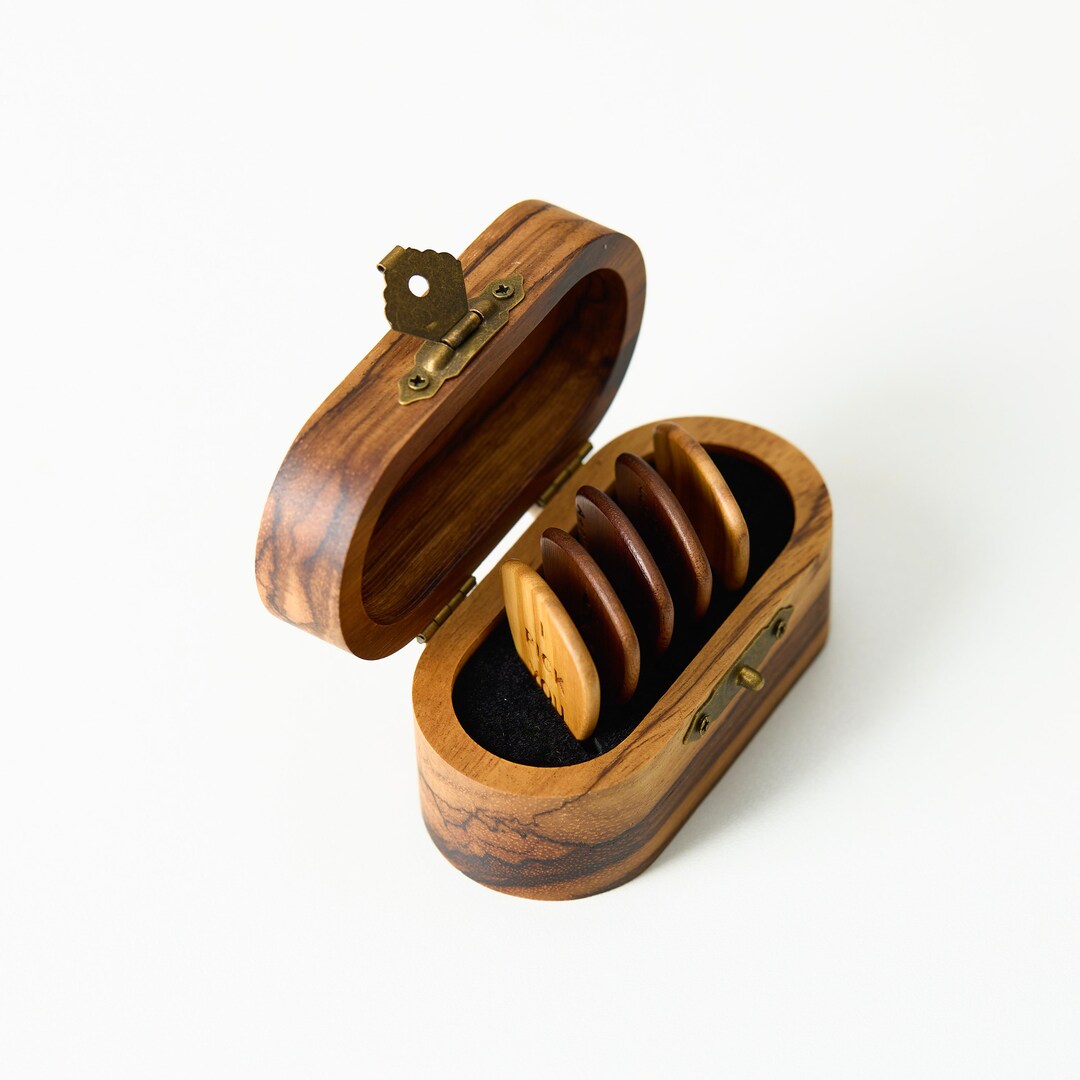 Personalized Guitar Pick Case, Solid Wood Picks Box, Custom Plectrum ...