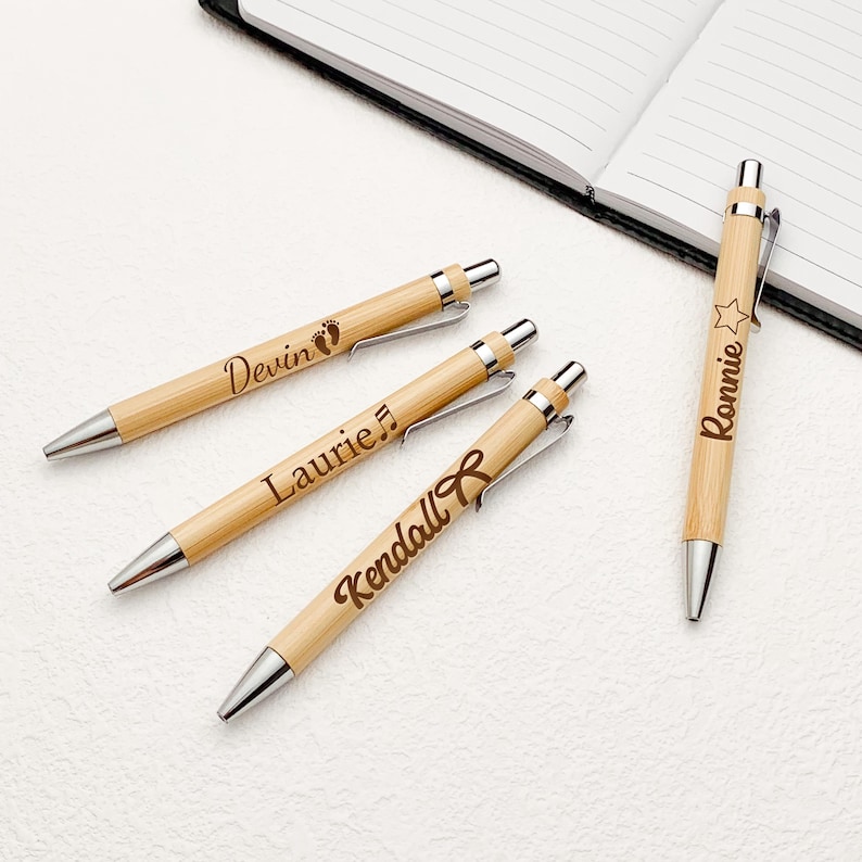 Personalised Engraved Bamboo Ballpoint Pen/ Gift for Teacher, Wedding ...