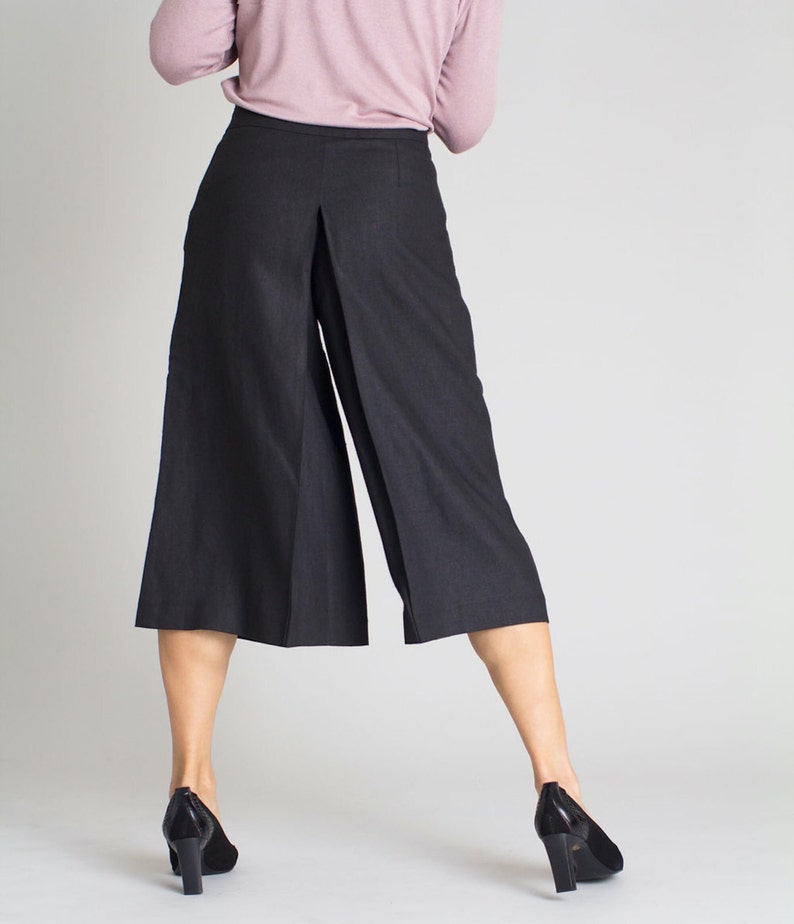 Black Culottes for Work or Weekends, Hemp and Lyocell Blend Fabric ...