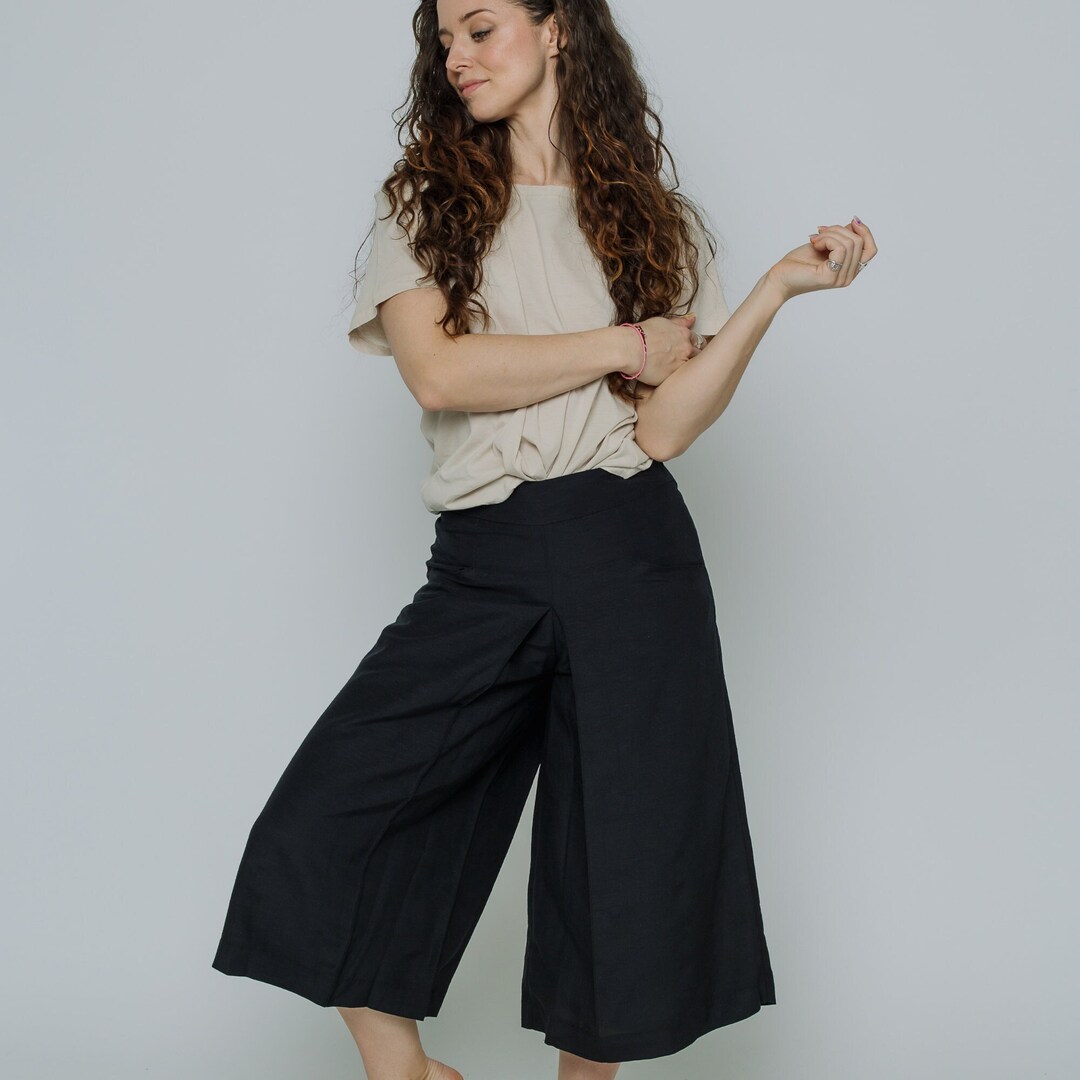 Black Culottes for Work or Weekends, Organic Cotton, Hemp and Silk ...