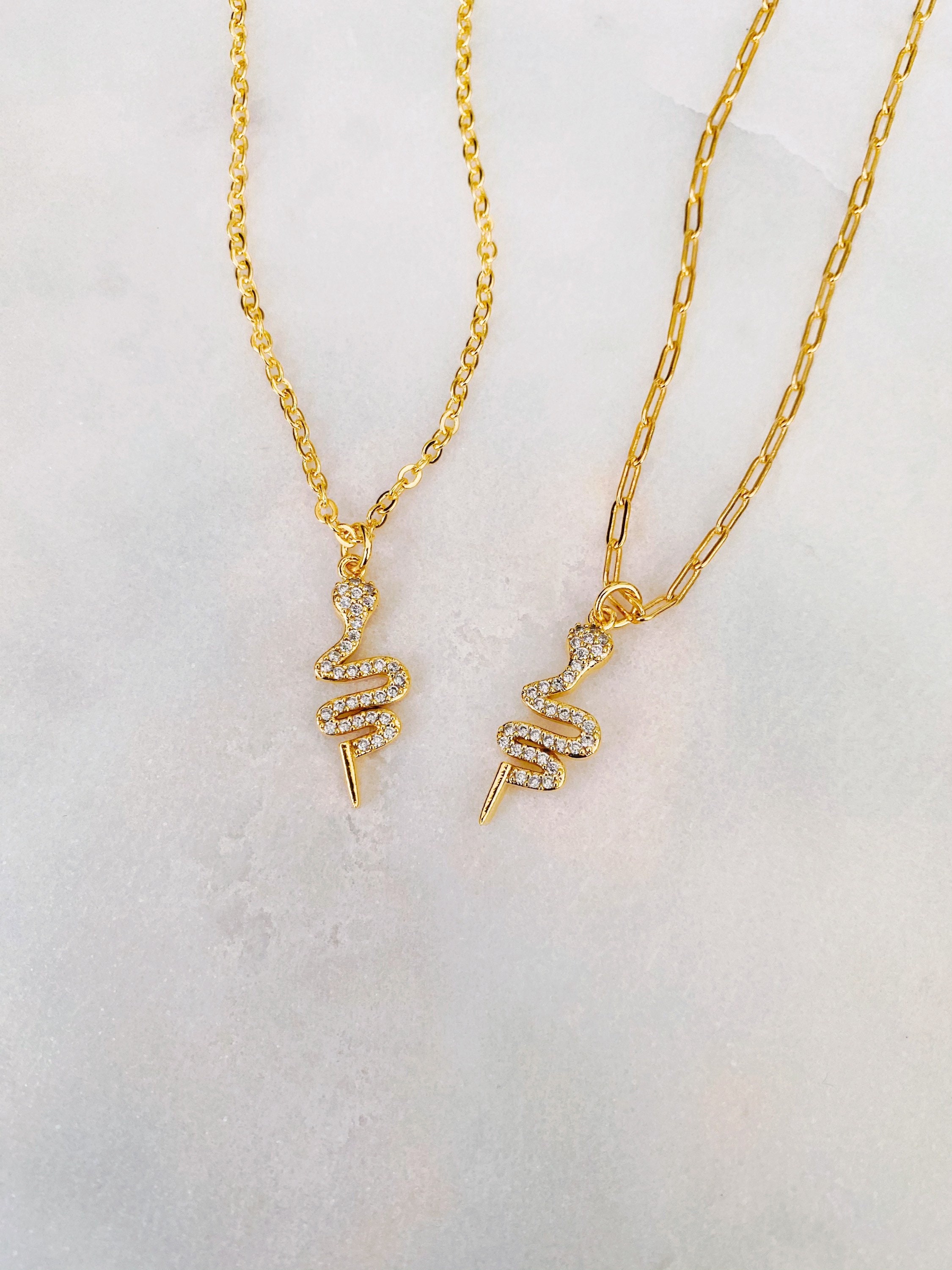 Glam Gold Diamond Snake Necklace | Etsy